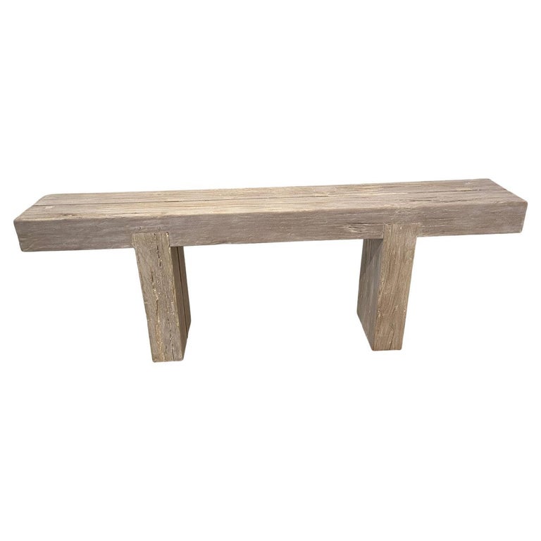 Andrianna Shamaris Teak Wood Log Console Table For Sale at 1stDibs