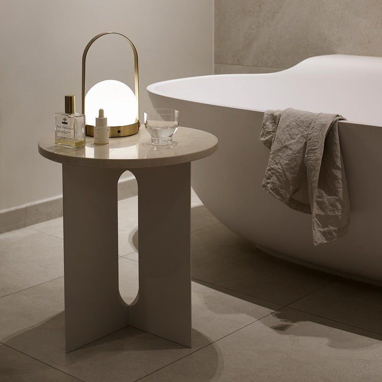 Androgyne Side Table, Steel Base in Ivory, Table Top in Ivory Marble at ...