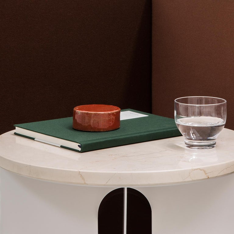 Androgyne Side Table, Steel Base in Ivory, Table Top in Ivory Marble at ...