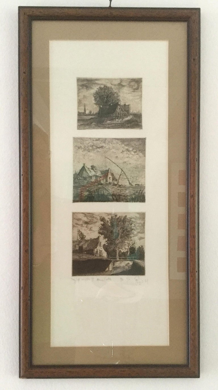 Andrzej Juchniewicz - Village Triptych - XX century, Figurative Etching ...