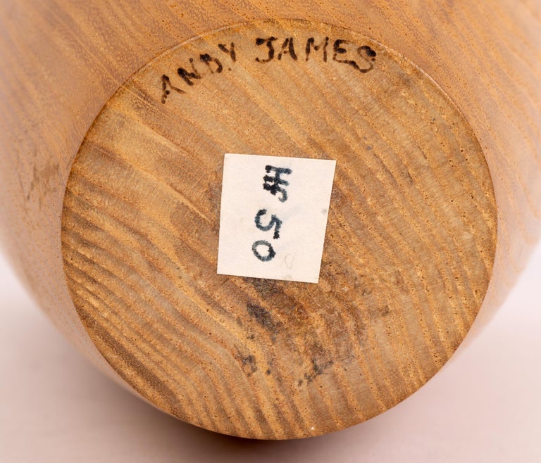 Andy James British Hand Turned Ash Wooden Vase For Sale at 1stDibs
