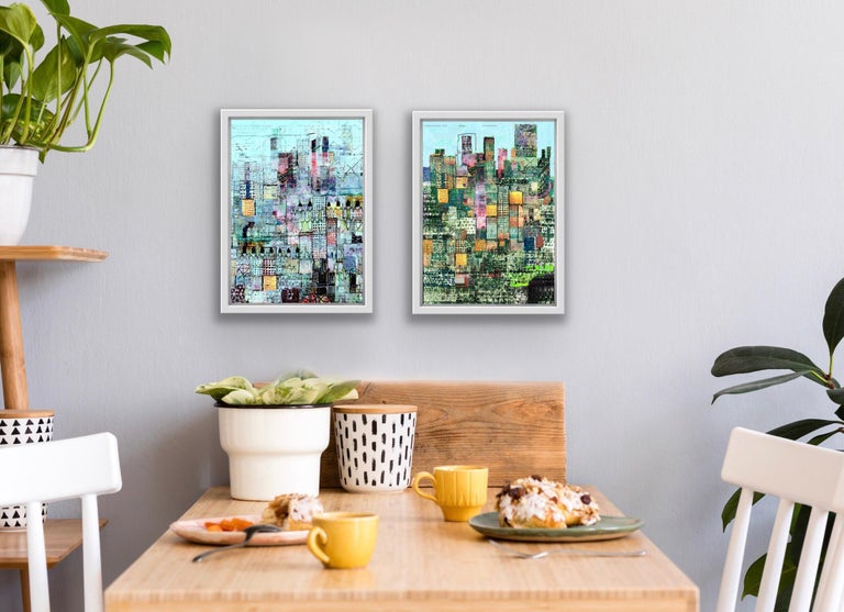 Andy Mercer - Blue Metropolis and Metropolis (Green) Diptych For Sale ...