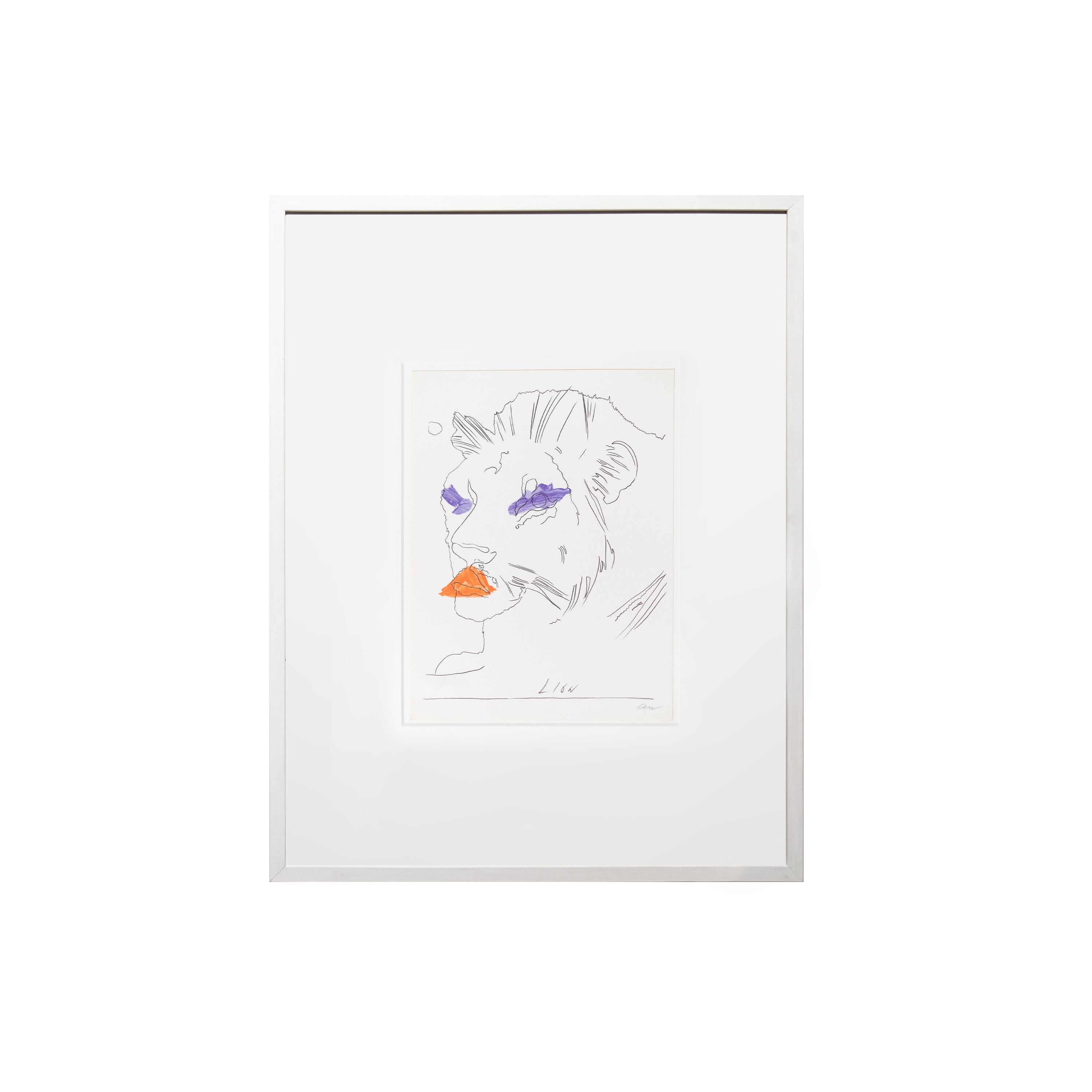 Andy Warhol - The Lion, 1975, Andy Warhol, Color lithograph, Animal ...