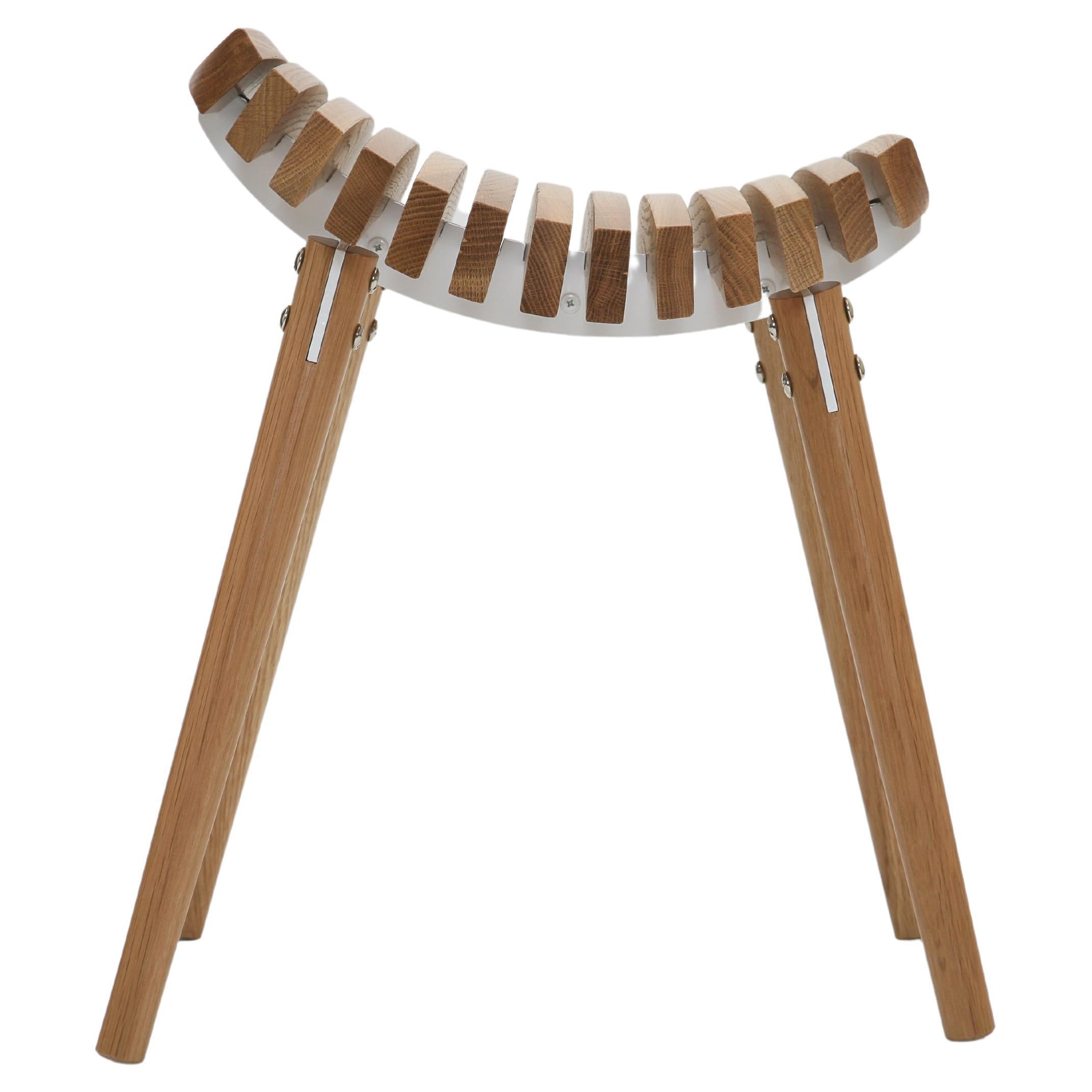 Ane, Solid Timber Stool with White Steel Frame by Troy Backhouse For ...