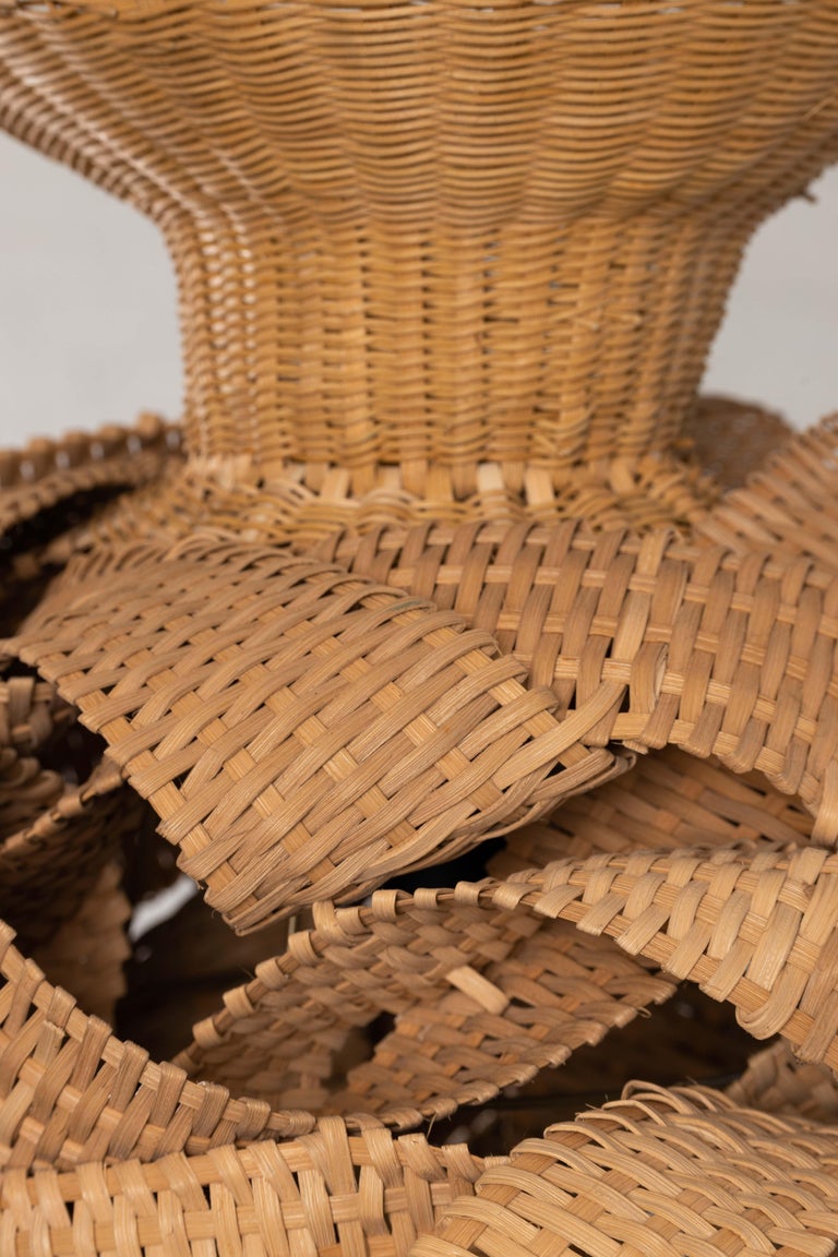 Anemone Sculptural Woven Light Pendant in Peach For Sale at 1stDibs