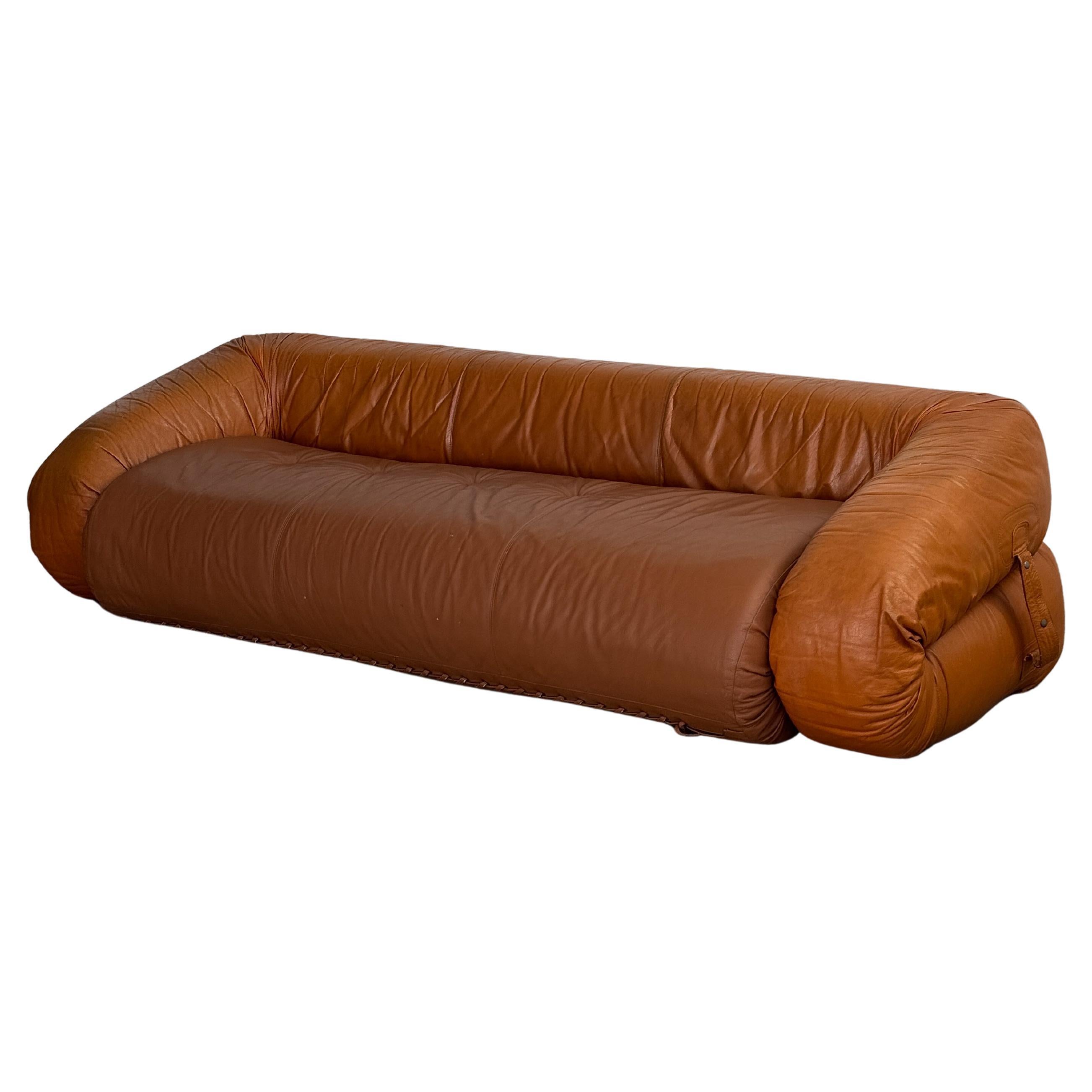 Anfibio Sofa + Bed Alessandro Becchi 1971 by Giovannetti Vintage Cognac ...