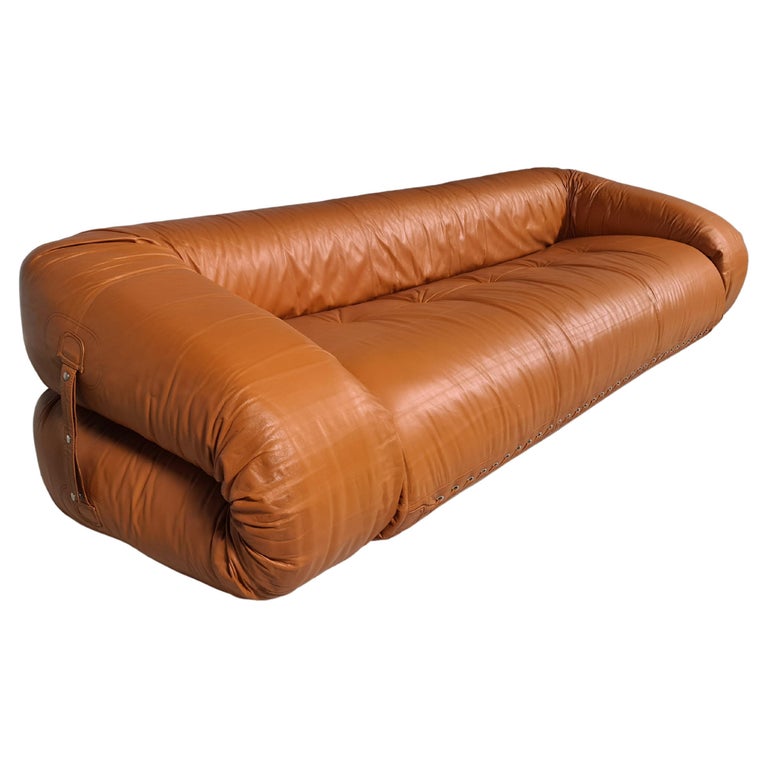 Anfibio Sofa by Alessandro Becchi for Giovanetti in Cognac Leather ...