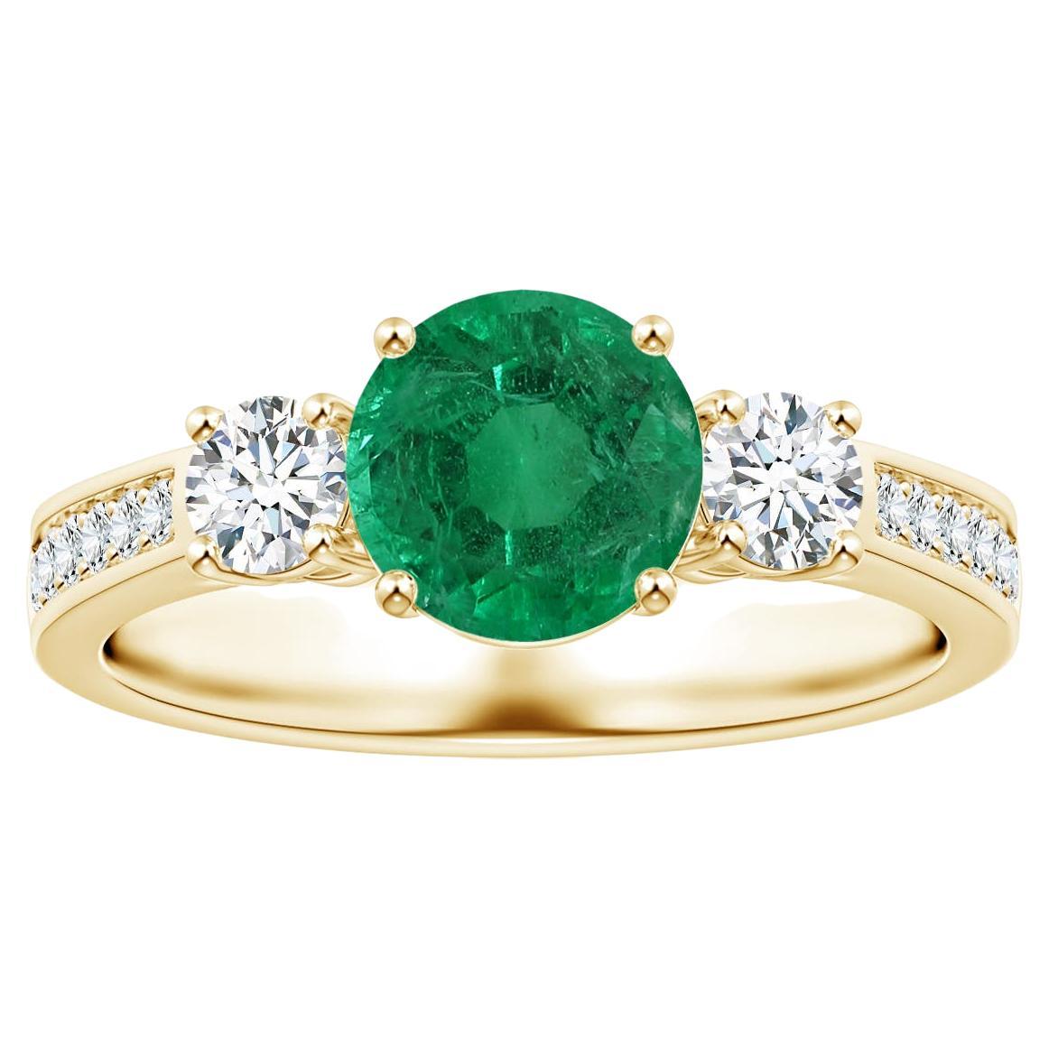 Customizable Angara 3-Stone GIA Certified Natural Emerald Ring in Rose ...