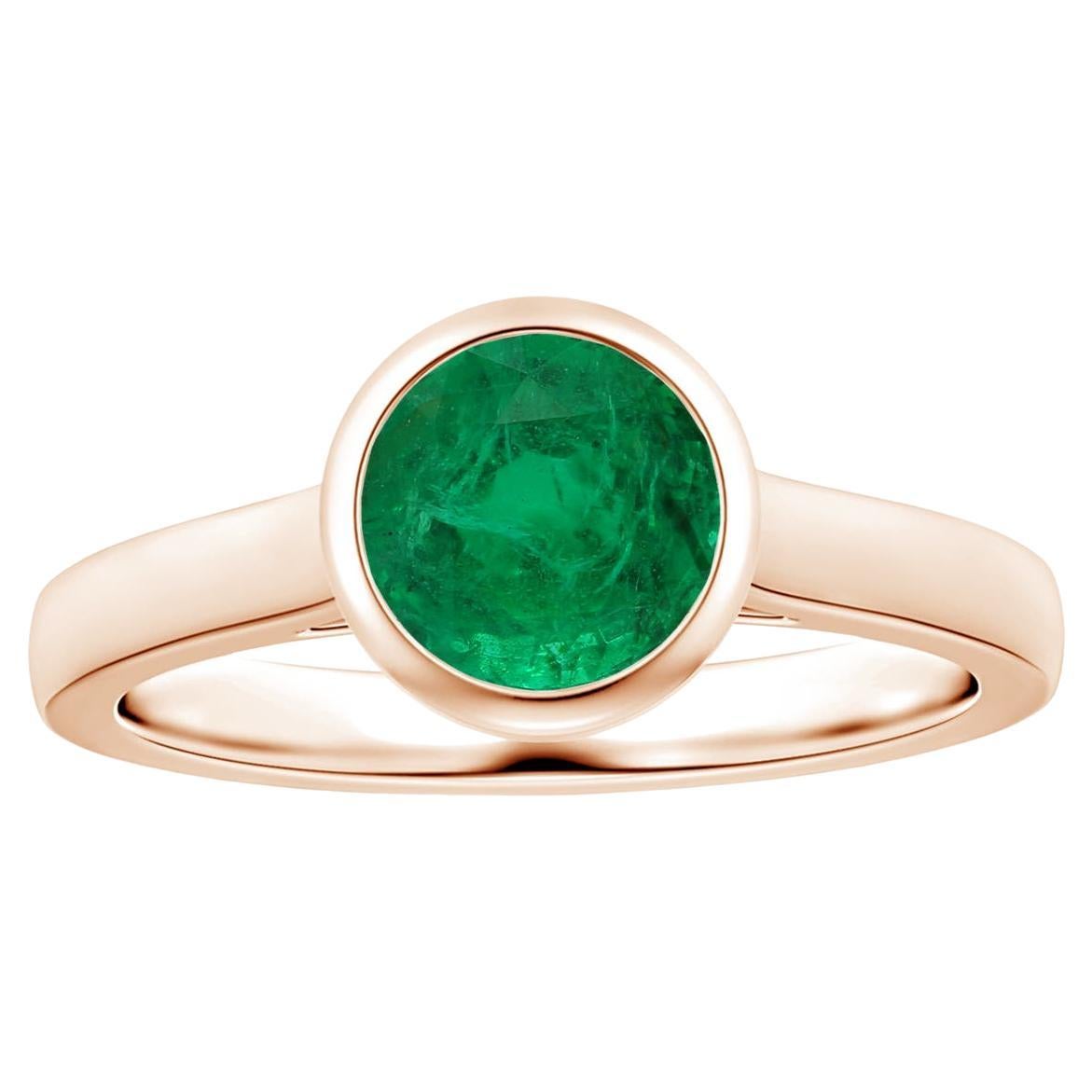 Customizable ANGARA Bezel-Set GIA Certified Solitaire Emerald Ring in ...