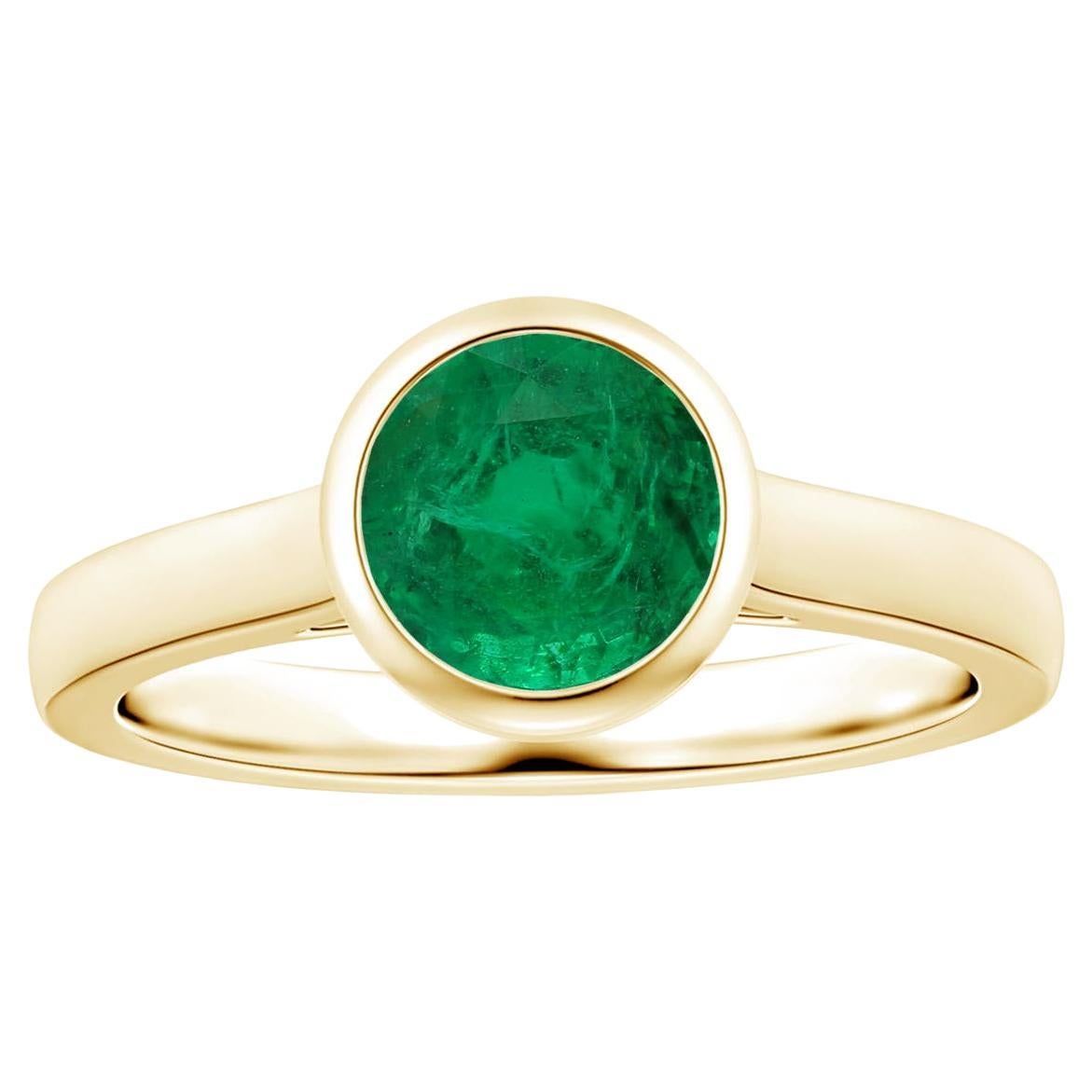 Customizable ANGARA Bezel-Set GIA Certified Round Emerald Solitaire ...
