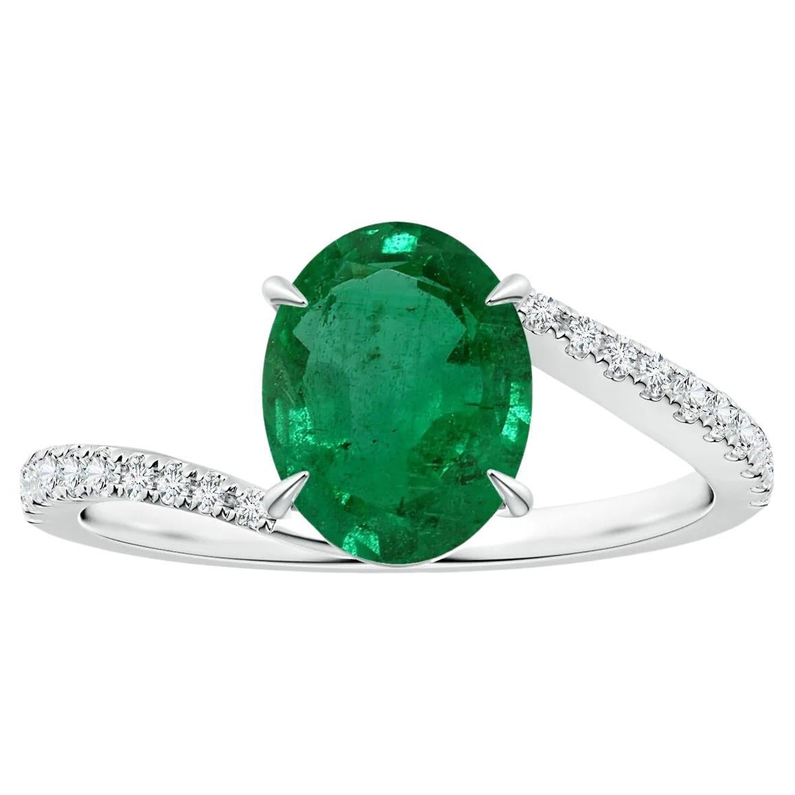 Customizable ANGARA GIA Certified Emerald Ring in White Gold with ...
