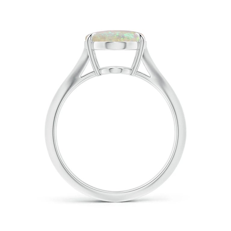 Customizable Claw-Set GIA Certified Natural Solitaire Oval Opal Ring in ...