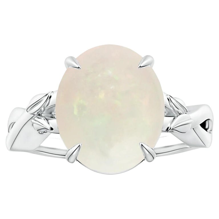 Customizable Angara Claw-Set Gia Certified Solitaire Opal Nature Inspired Ring in Platinum For ...