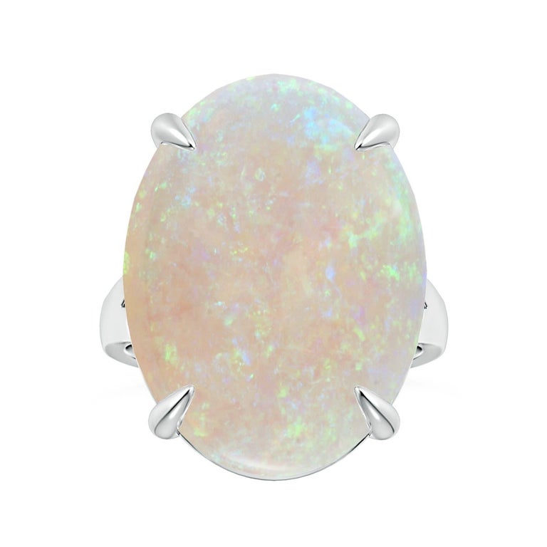 Customizable Angara Claw-Set Gia Certified Solitaire Opal Ring in White ...