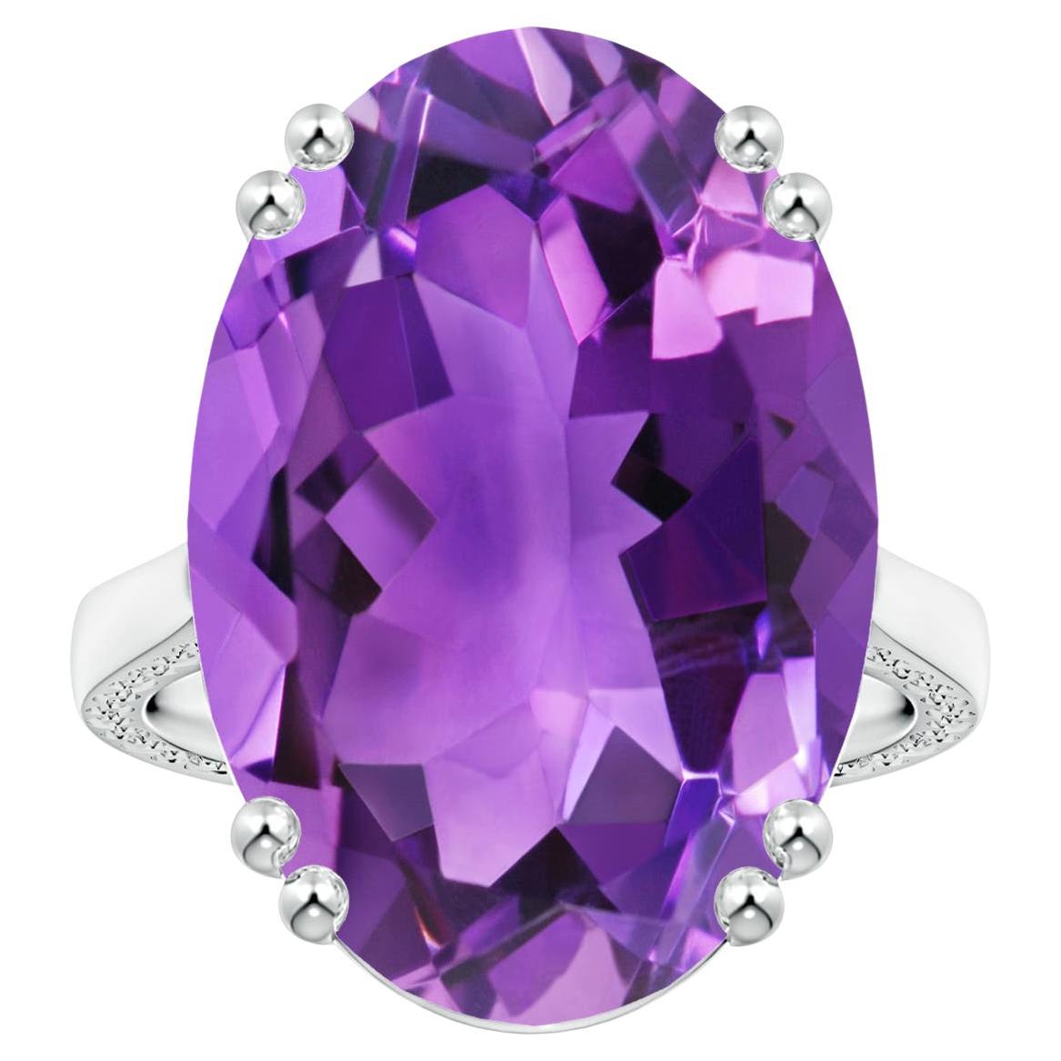 Customizable Double GIA Certified Natural Solitaire Oval Amethyst Ring ...