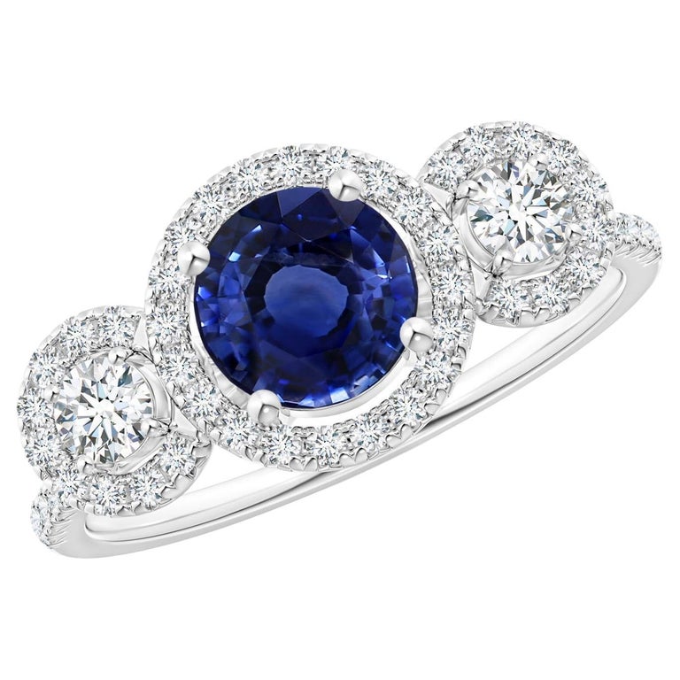 Customizable ANGARA GIA Certified Blue Sapphire 3-Stone Ring in ...