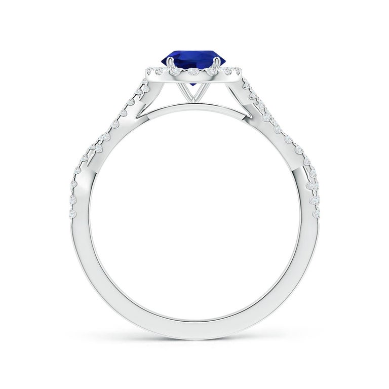 Customizable ANGARA GIA Certified Blue Sapphire and Diamond Halo Twist ...