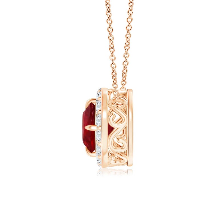 ANGARA GIA Certified Claw-Set Natural Ruby Halo Rose Gold Pendant ...