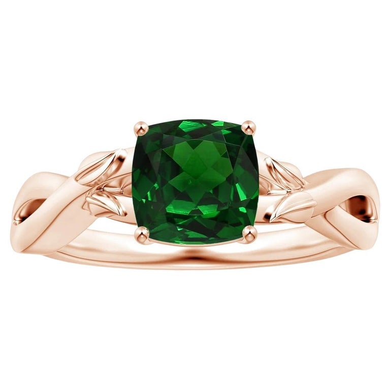 Customizable ANGARA GIA Certified Cushion Tsavorite Solitaire Ring in ...