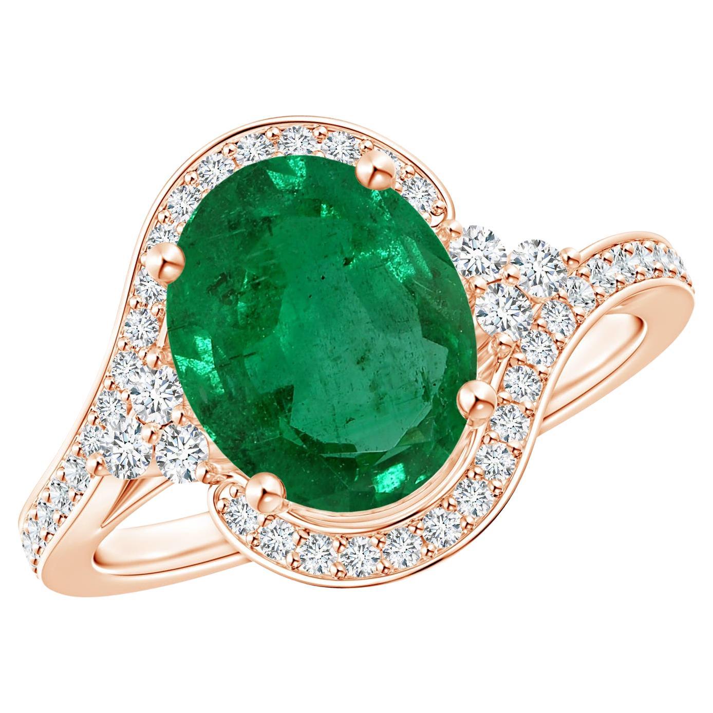 Customizable ANGARA GIA Certified Emerald Bypass Ring in White Gold ...