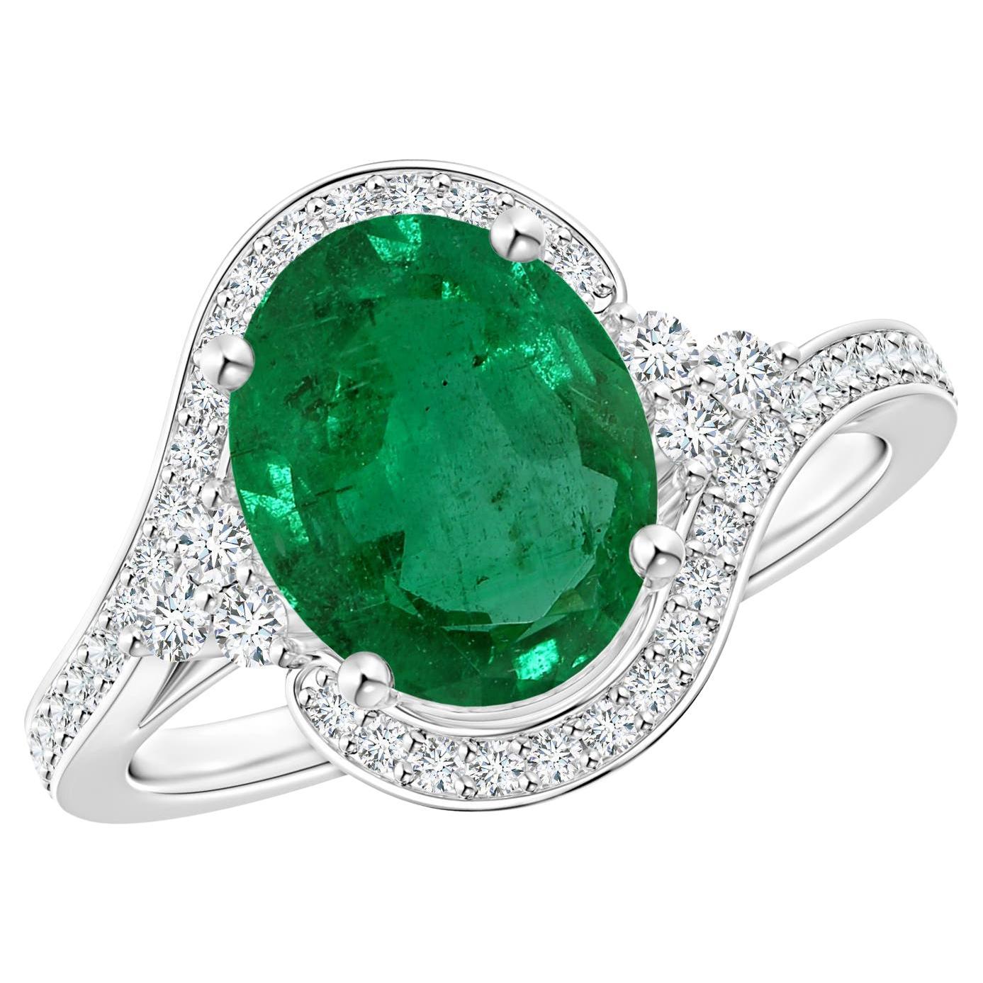Customizable ANGARA GIA Certified Emerald Bypass Ring in Rose Gold with ...