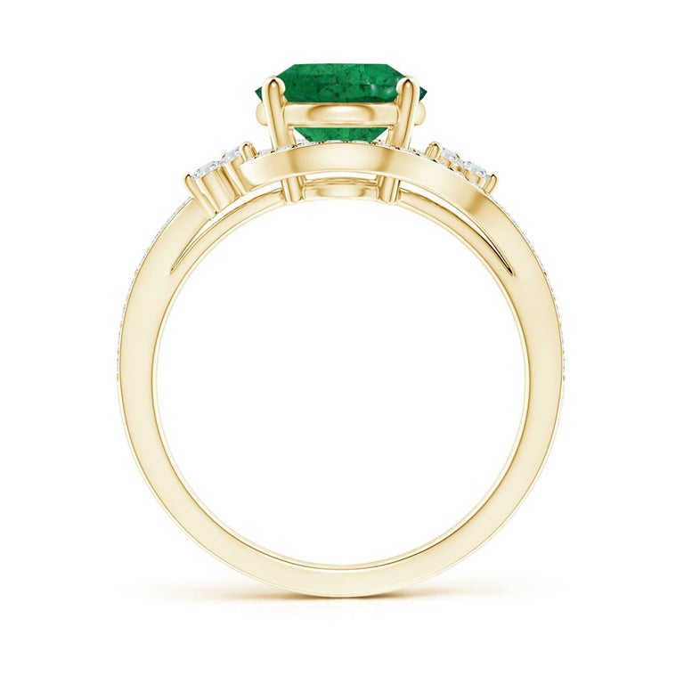 Customizable ANGARA GIA Certified Emerald Bypass Ring in Yellow Gold ...