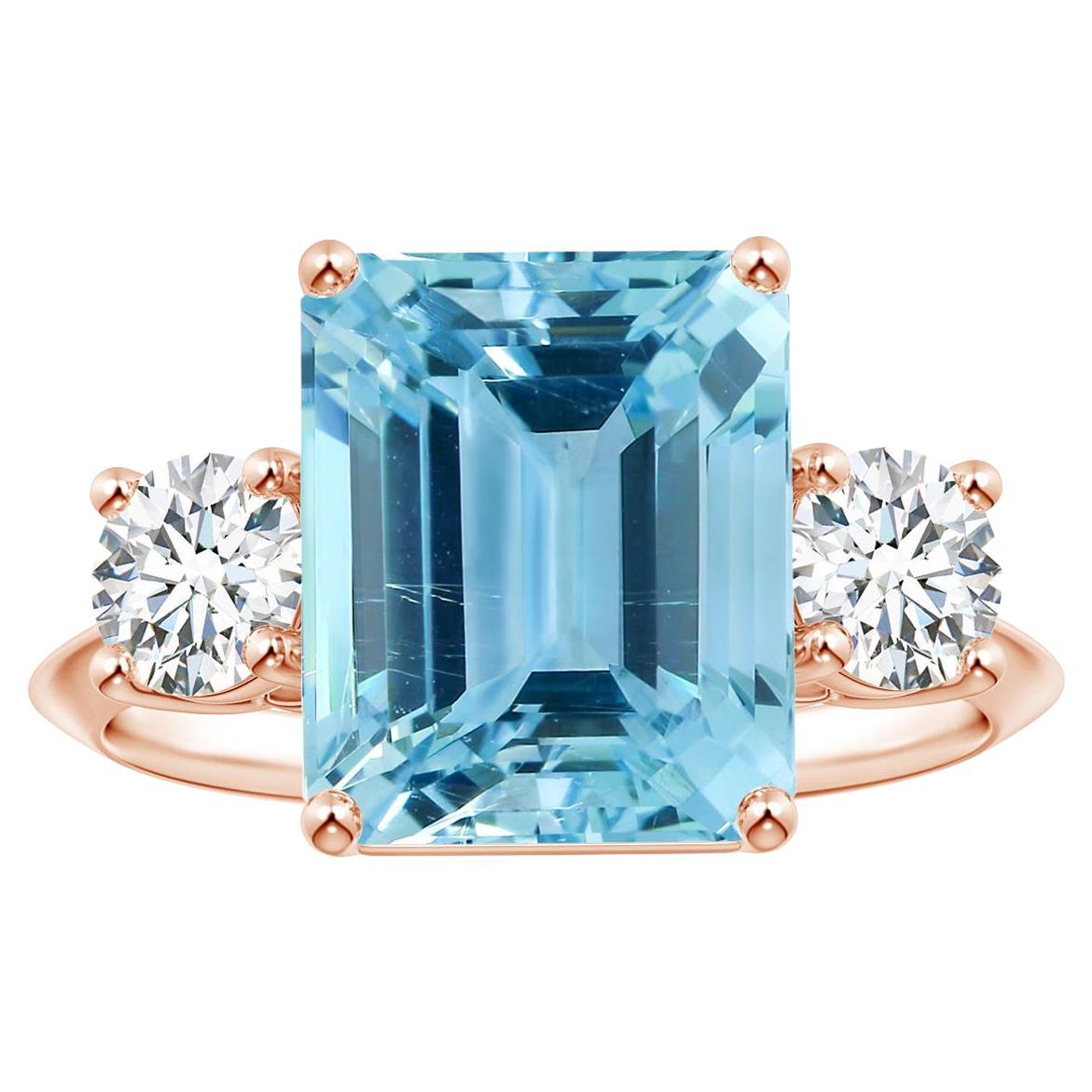 Customizable ANGARA GIA Certified Emerald-Cut Aquamarine 3-Stone ...