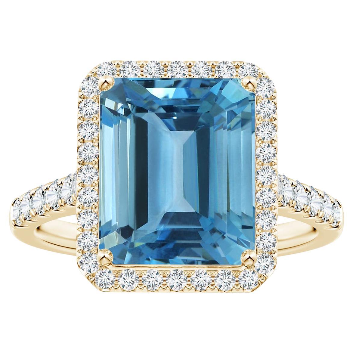 Customizable Angara Gia Certified Emerald-Cut Aquamarine Halo Yellow ...