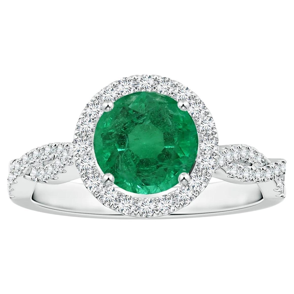 Customizable ANGARA GIA Certified Blue Sapphire and Diamond Halo Twist ...