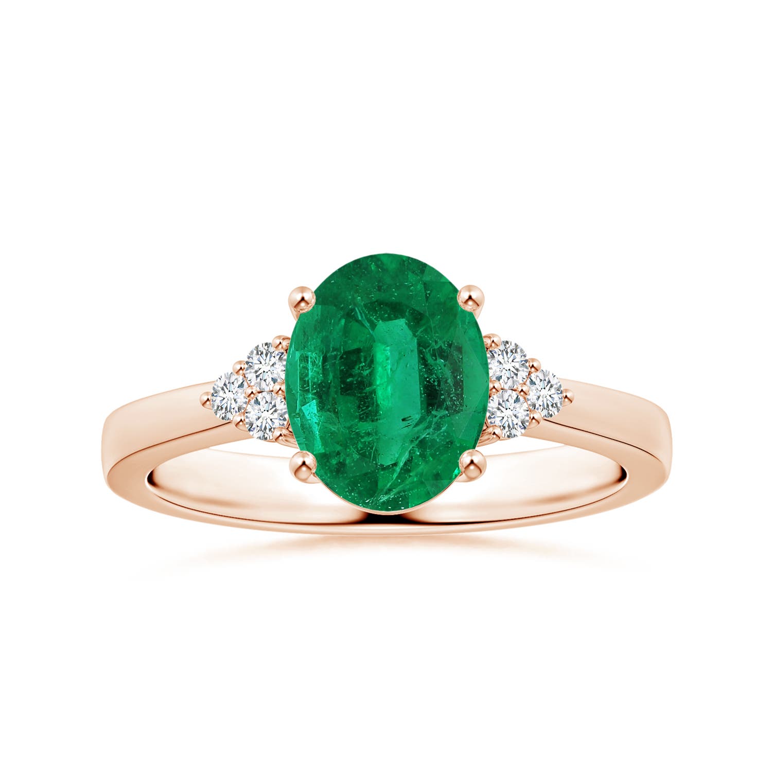 Customizable ANGARA GIA Certified Emerald Ring in Rose Gold with ...