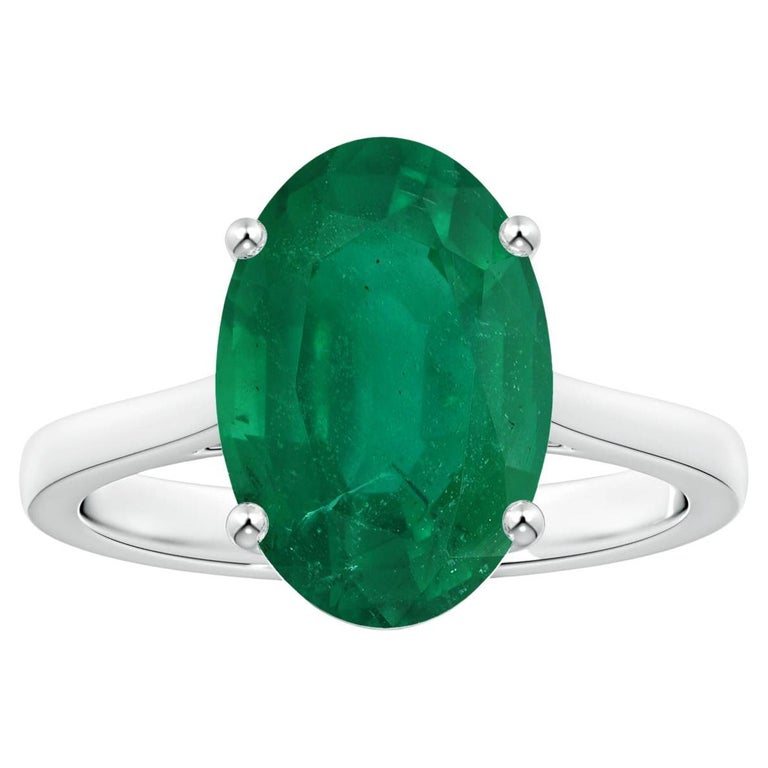 Customizable ANGARA GIA Certified Emerald Solitaire Ring in Platinum ...