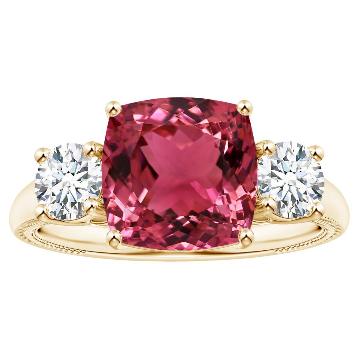 Customizable ANGARA GIA Certified Natural 3-Stone Cushion Pink ...