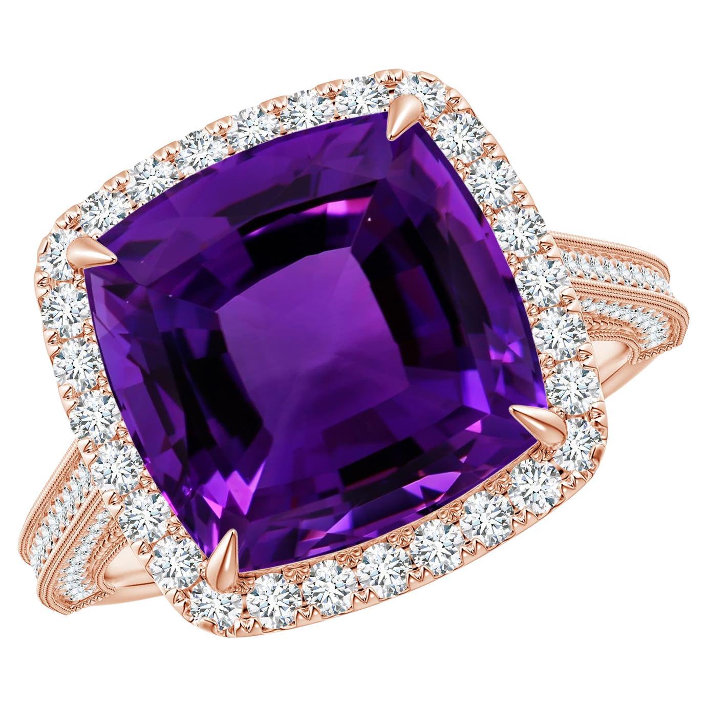Customizable ANGARA GIA Certified Natural Amethyst Ring in Rose Gold ...