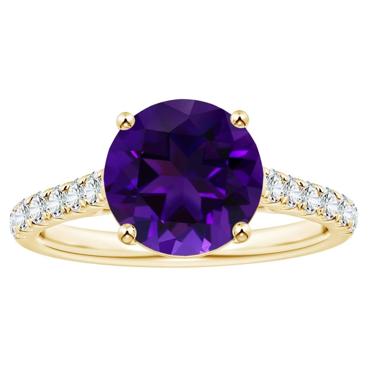 Customizable GIA Certified Natural Amethyst Ring in Yellow Gold with ...