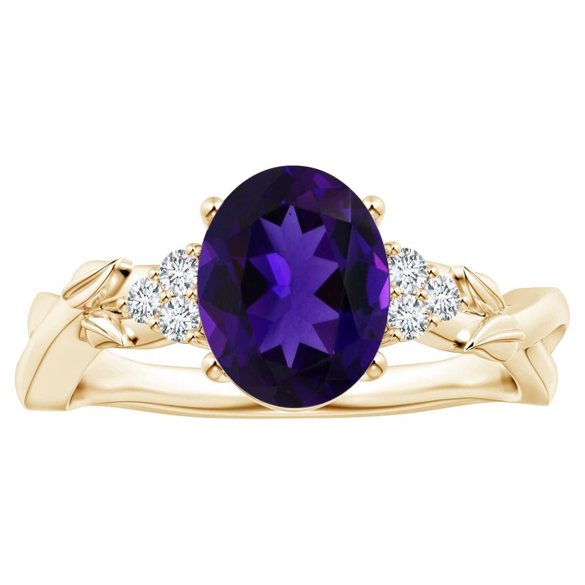 Customizable GIA Certified Natural Oval Amethyst White Gold Ring with ...