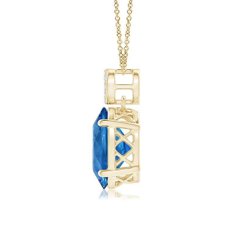 Angara GIA Certified Natural Aquamarine Yellow Gold Pendant Necklace For Sale at 1stDibs