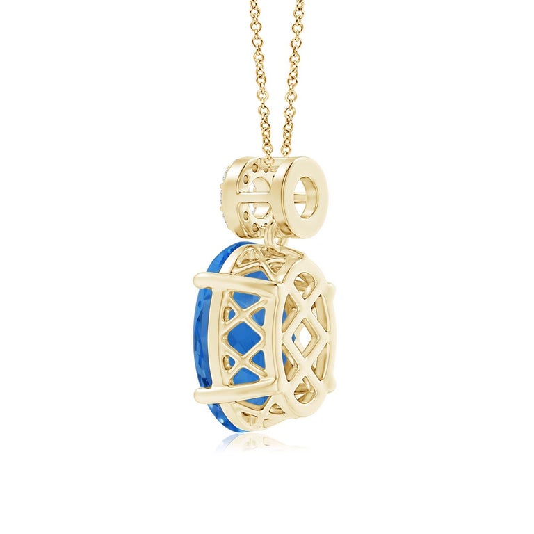 Angara GIA Certified Natural Aquamarine Yellow Gold Pendant Necklace For Sale at 1stDibs