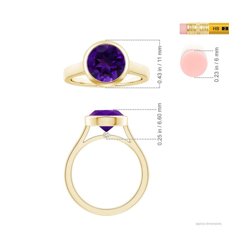 Customizable GIA Certified Natural Bezel-Set Amethyst Solitaire Ring in Yellow Gold For Sale at ...