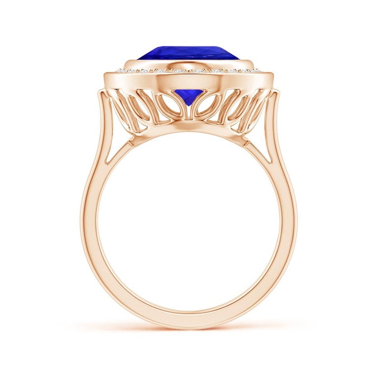 Customizable Angara Gia Certified Natural Bezel-Set Oval Tanzanite Halo ...