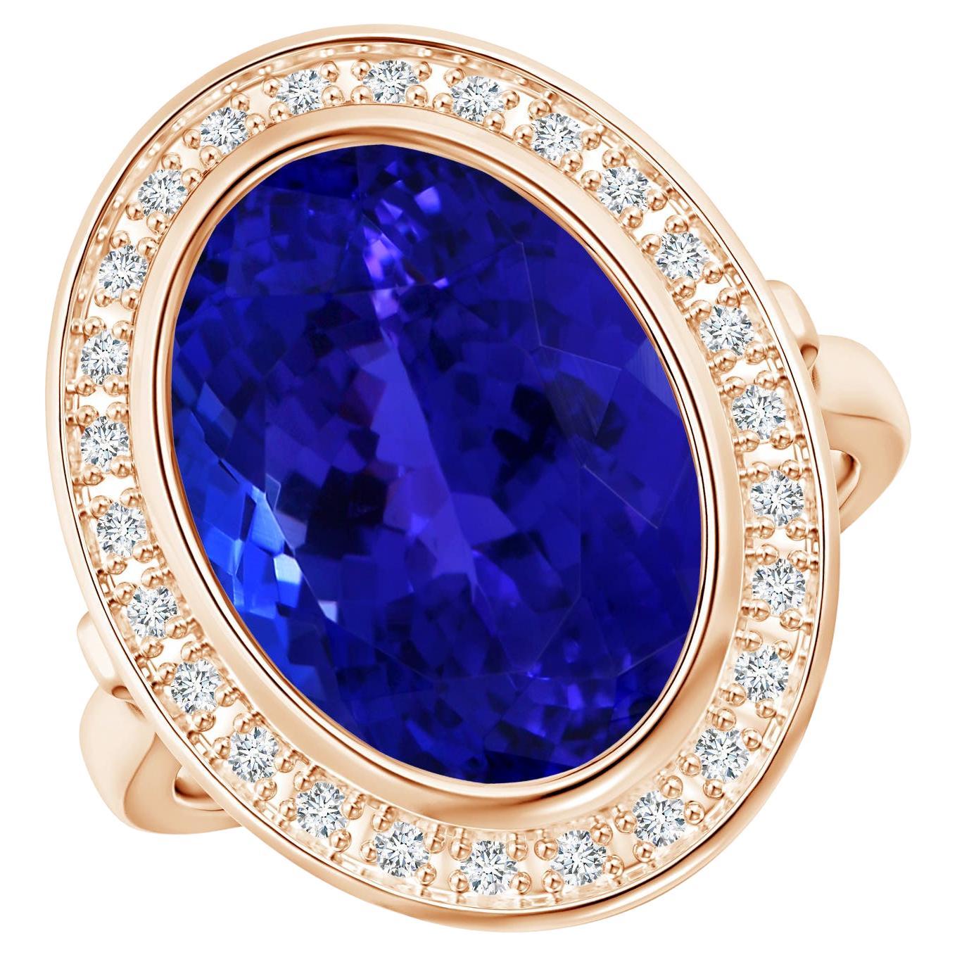 Customizable Angara Claw-Set GIA Certified Oval Tanzanite Floral Halo ...