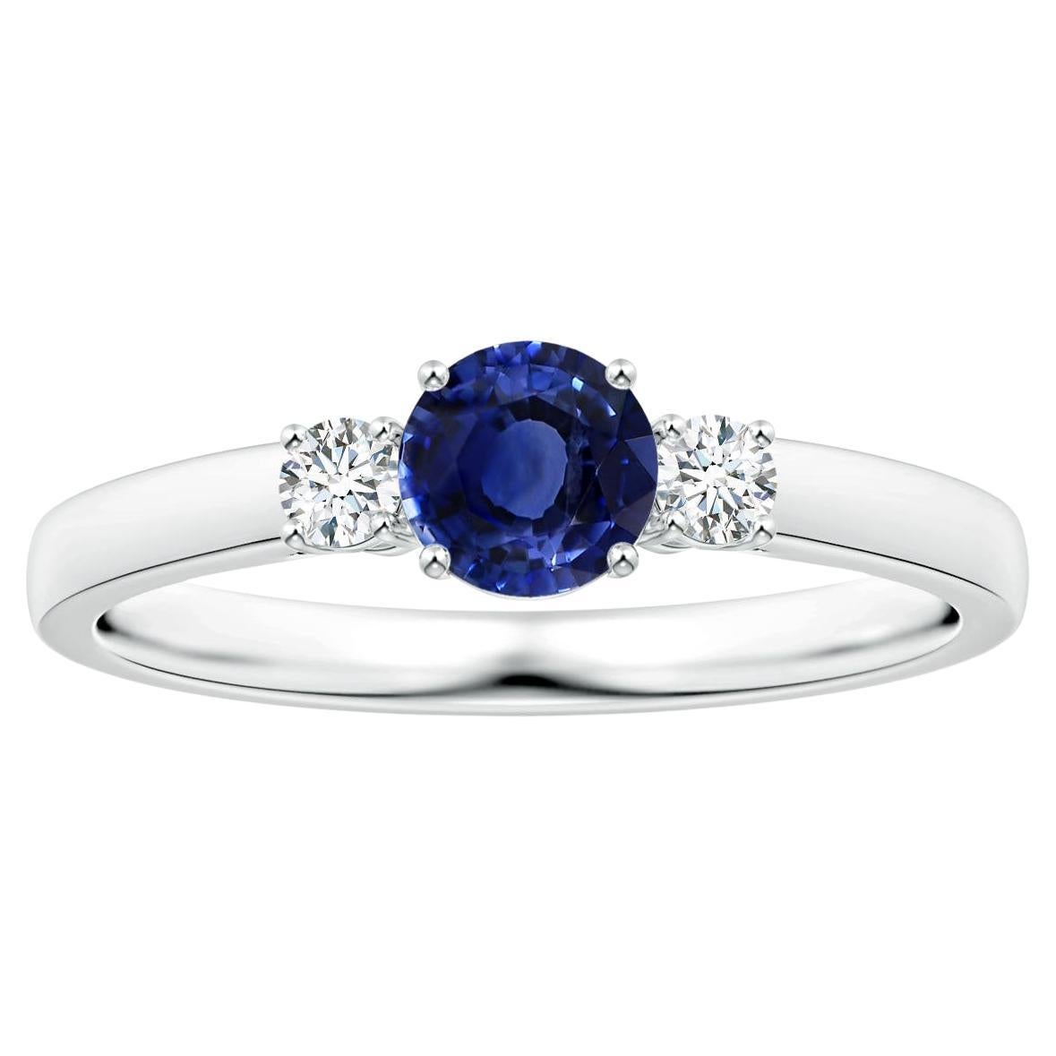 Customizable ANGARA GIA Certified Blue Sapphire 3-Stone Ring in ...