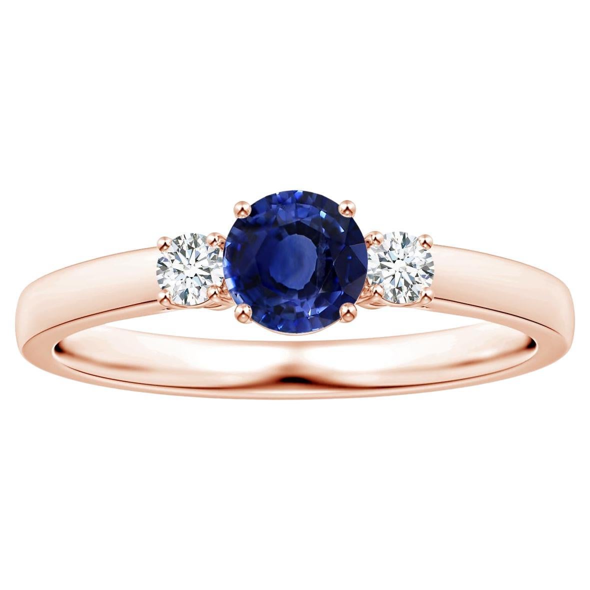 Customizable Angara Gia Certified Natural 3-Stone Blue Sapphire Rose ...