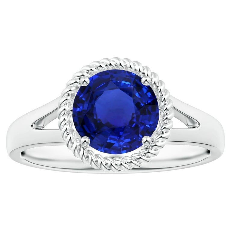 Customizable ANGARA GIA Certified Natural Blue Sapphire Halo Ring in ...