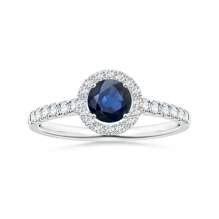 Customizable GIA Certified Natural Blue Sapphire Halo Ring in White ...
