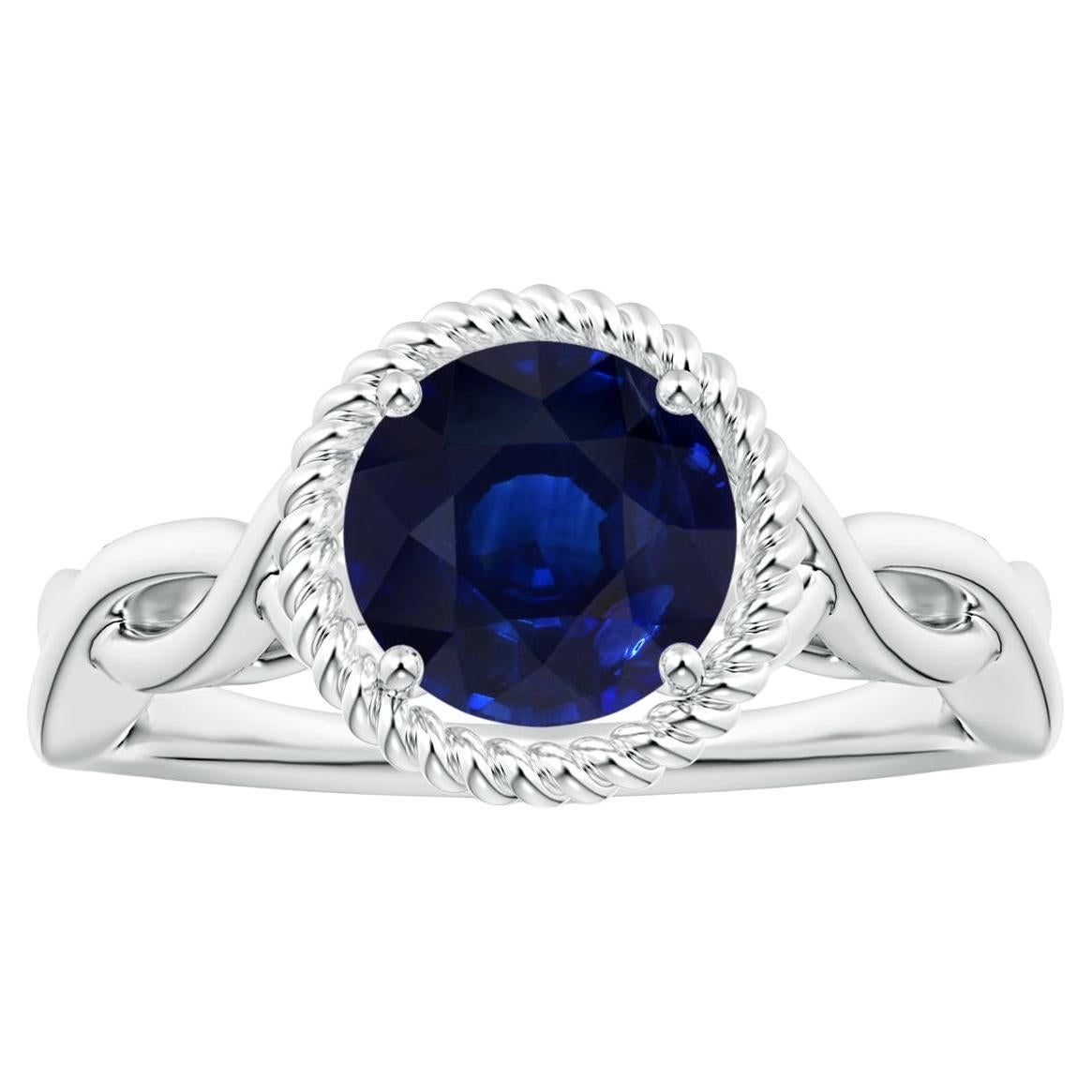 Customizable GIA Certified Natural Blue Sapphire Halo Twisted Shank ...