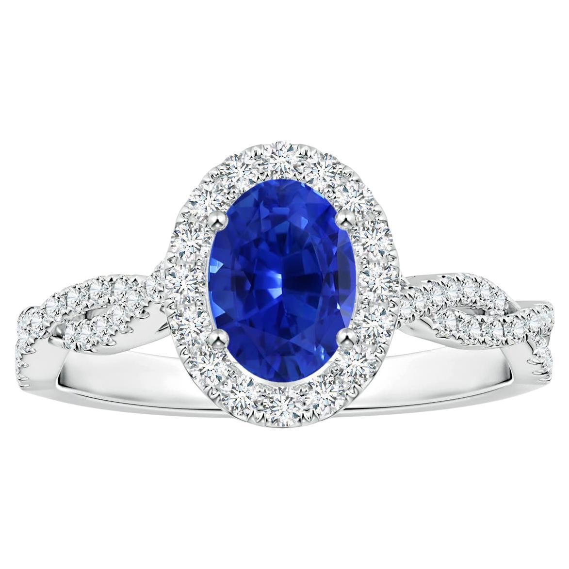 Customizable Angara Gia Certified Natural Round Blue Sapphire Ring in ...