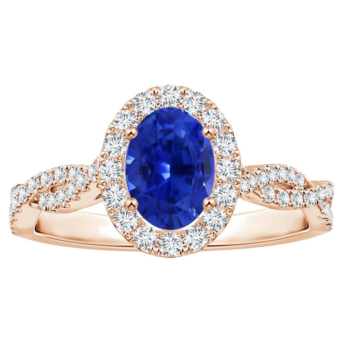 Customizable GIA Certified Natural Blue Sapphire Halo Twisted Shank ...