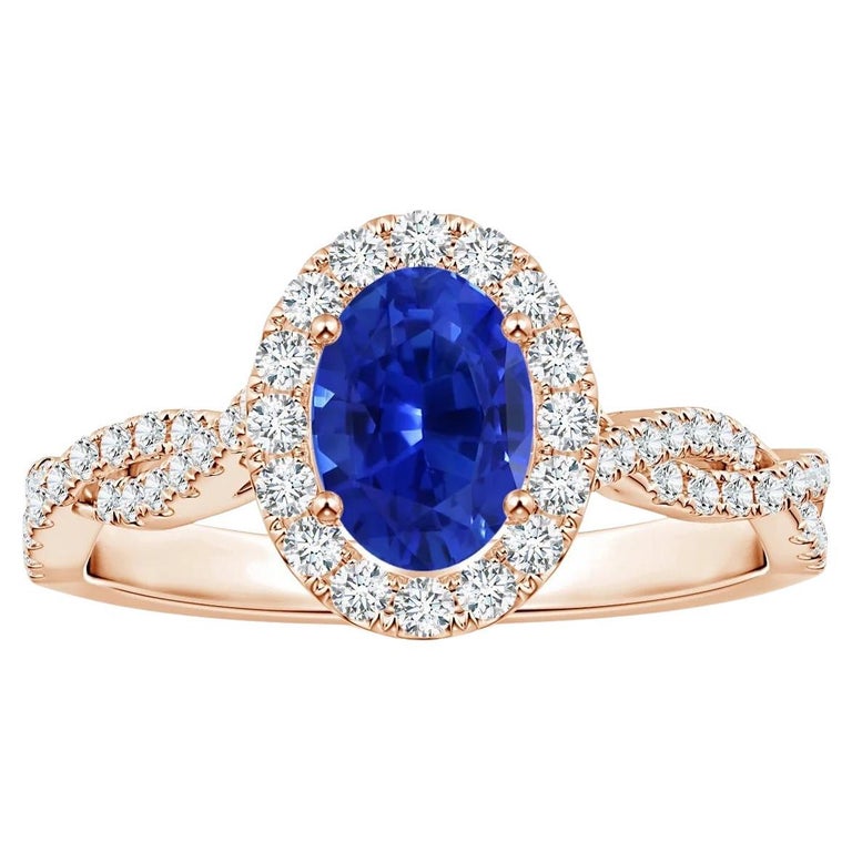 Customizable Angara Gia Certified Natural Blue Sapphire Twisted Shank ...