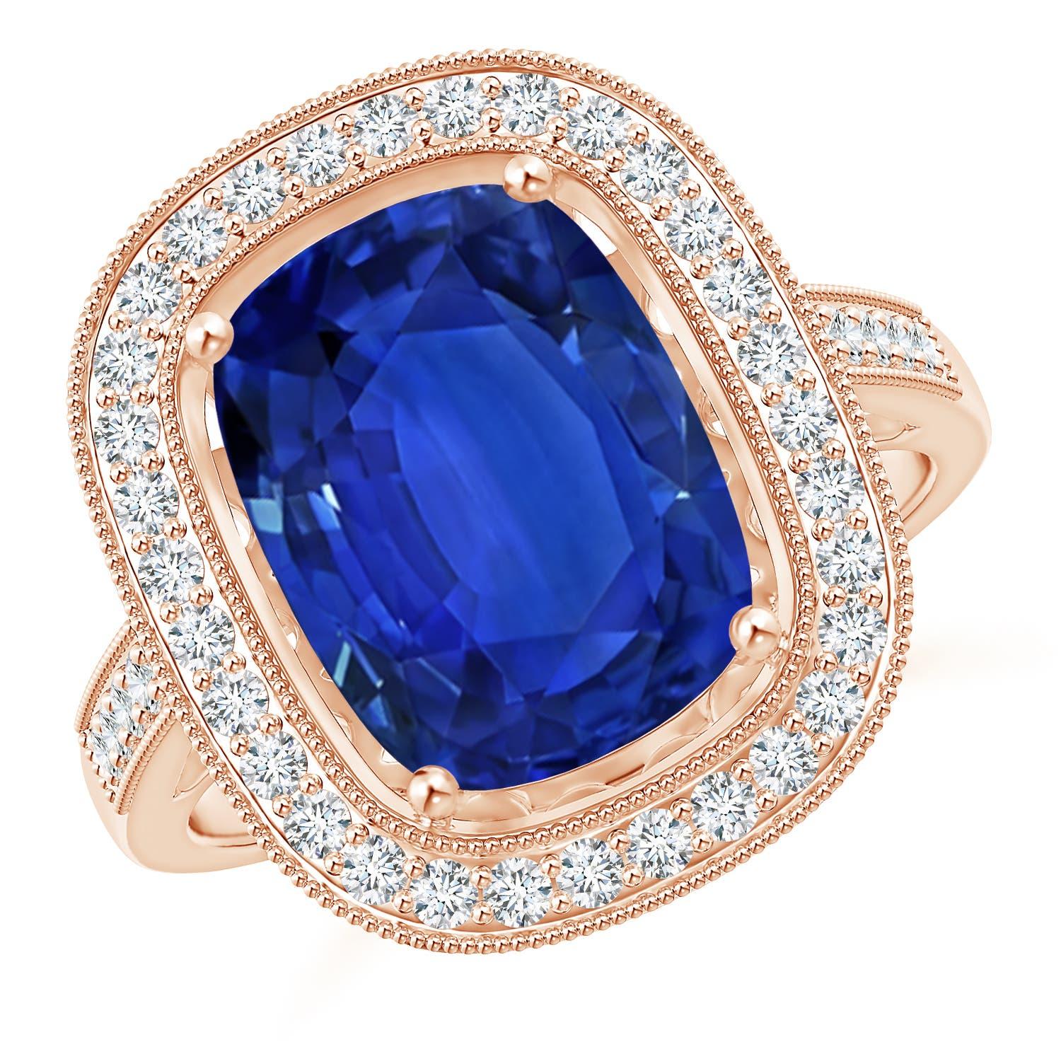 Customizable ANGARA GIA Certified Natural Ceylon Sapphire Cocktail Ring in Rose Gold For Sale at ...