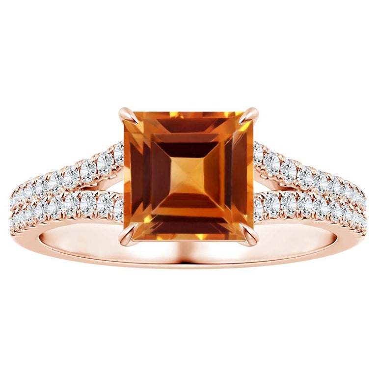 Customizable ANGARA GIA Certified Natural Citrine Ring in Rose Gold ...